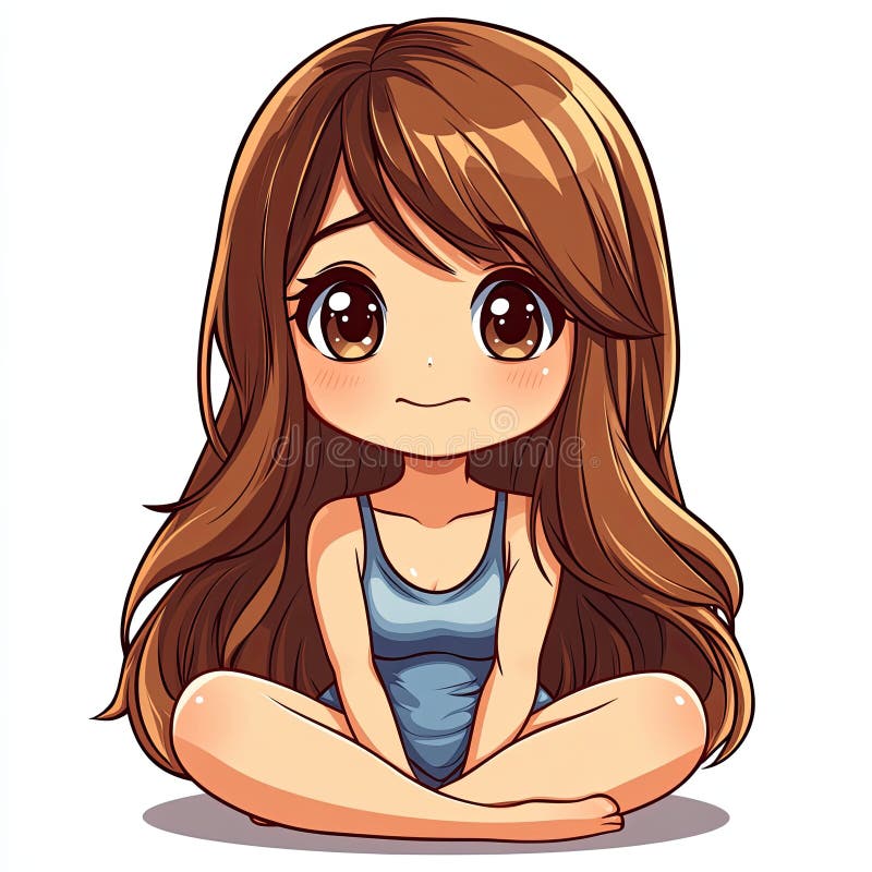 Chibi Character with Forced Smile and Sadness in Eyes Stock ...