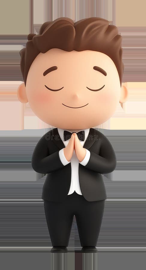 Chibi Character in Formal Suit with Peaceful Expression Stock Photo ...