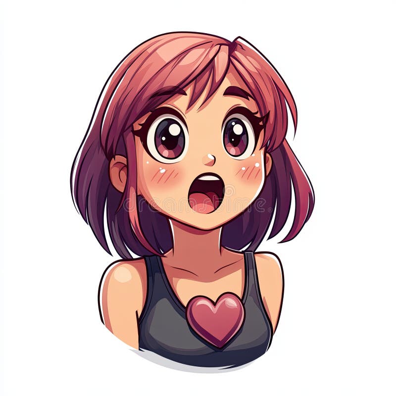 Chibi Character with Heart Eyes, Expressing Excitement and Love Stock ...