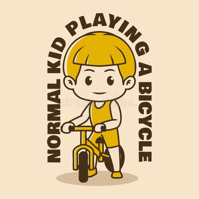 Chibi Character of a Kid Playing with Bicycle. Normal Kid Playing ...