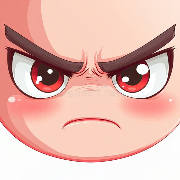 Chibi Character with Intense Angry Expression and Red Eyes, Cute Design ...