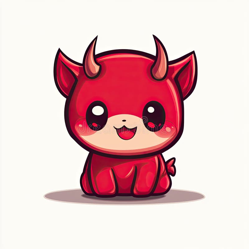 Chibi Character with Mischievous Grin and Tiny Devil Horns Stock ...
