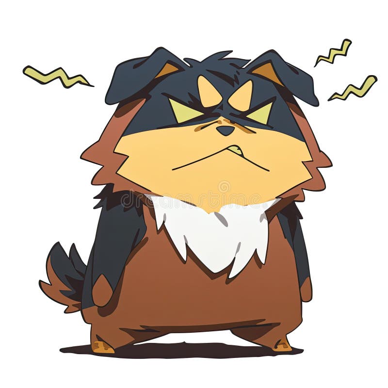 Chibi Dog Character with Grumpy Expression and Big Eyes, Cartoon Style ...