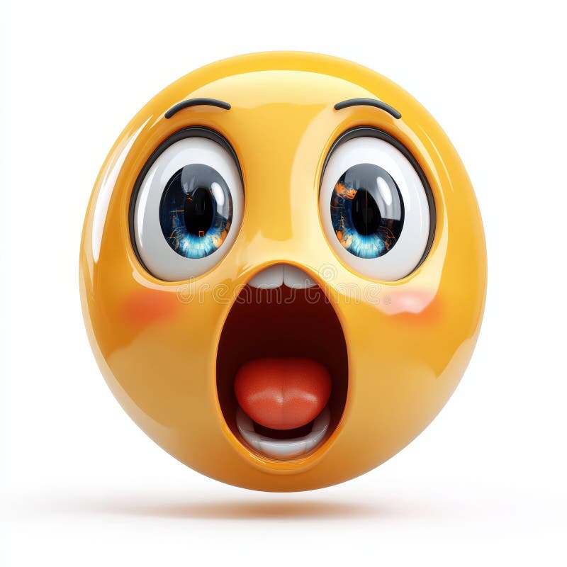 Chibi Emoji Face with Funny, Surprised Expression Stock Illustration ...