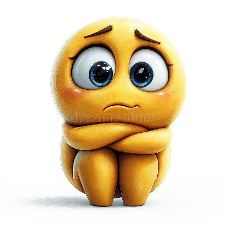 Chibi Emoji Hugging Knees with Sad Expression Stock Illustration ...