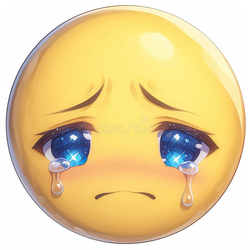 Chibi Emoji with Sparkly Sad Eyes and Trembling Lips Expressing Sadness ...