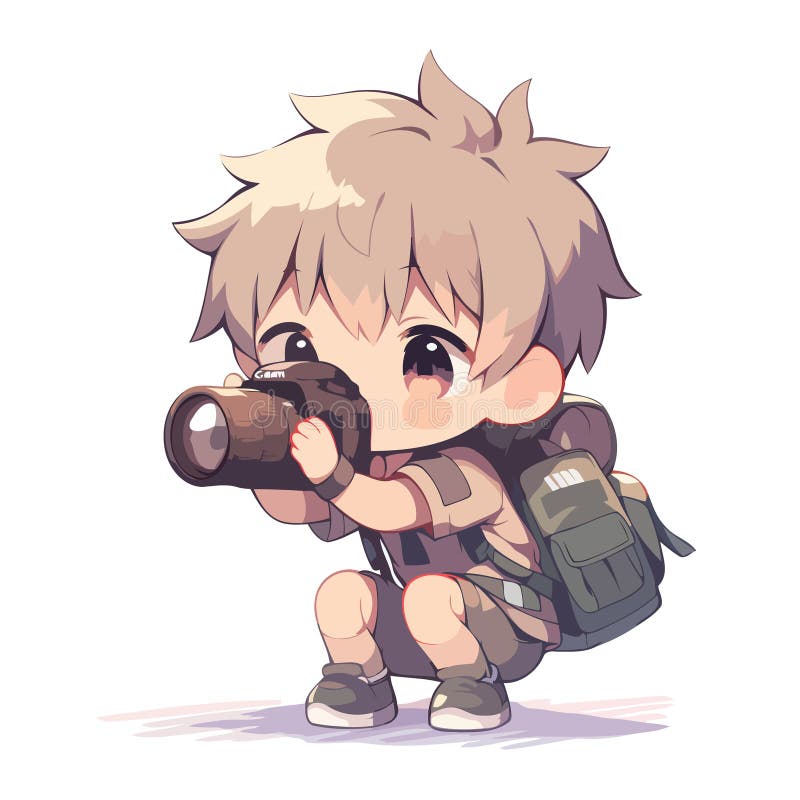 Chibi Explorer with Camera Snapping the Scene. Stock Vector ...