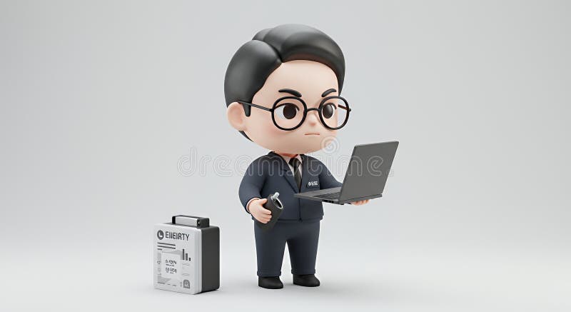 Chibi Korean Cybersecurity Analyst 3D Render: Friendly Cartoon ...