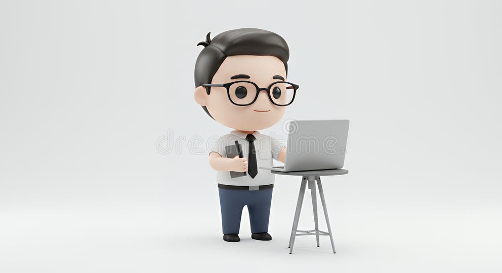 Chibi Korean Frontend Developer 3D Render: Cute Cartoon Character at ...