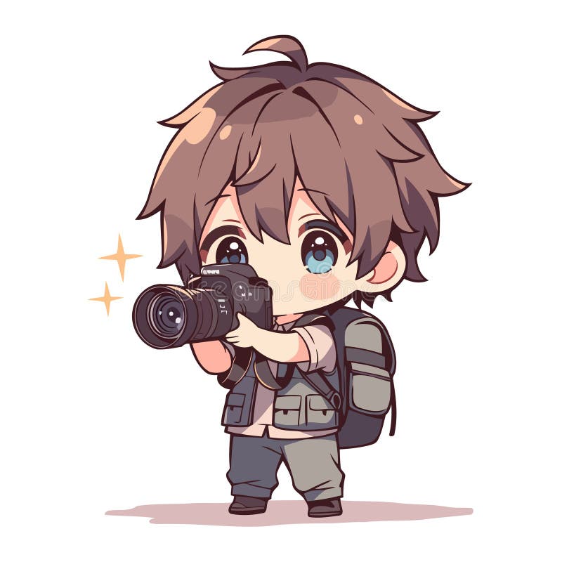 Chibi Photographer with Camera Ready To Shoot. Stock Illustration ...