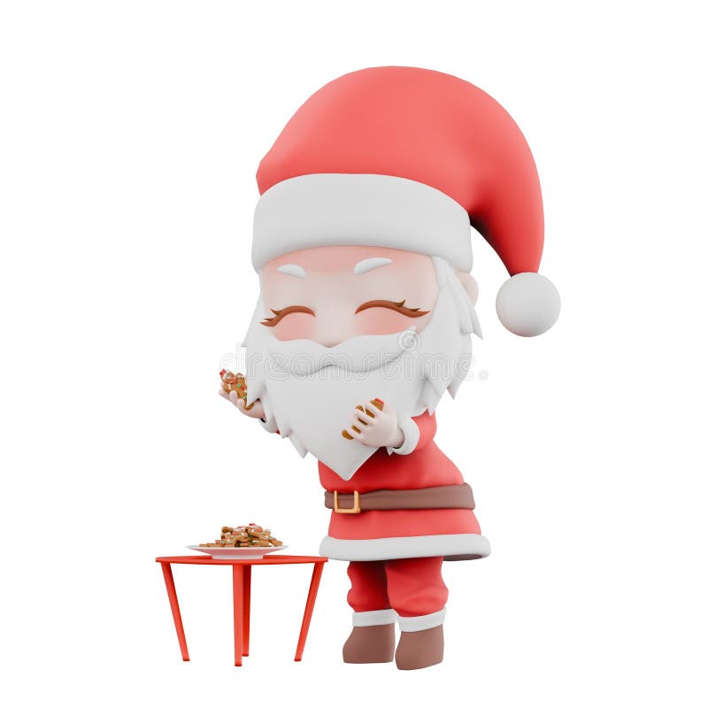 Chibi Santa Standing Holding Biscuit Stock Illustration - Illustration ...