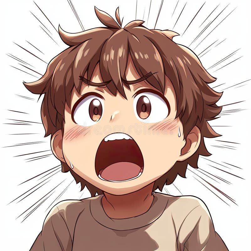 Chibi Style Character Expressing Frustration with Wide Open Mouth and ...