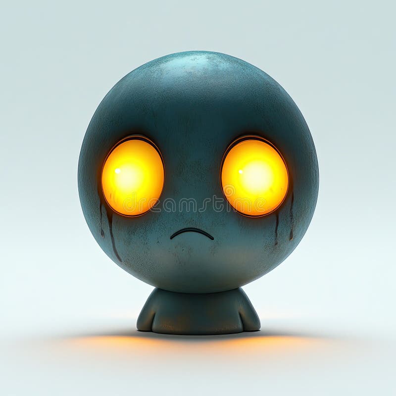Chibi Style Emoji with Dim Glowing Eyes and Sad Expression Stock ...