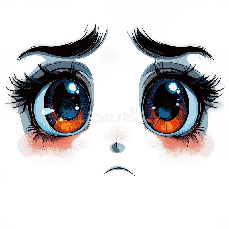 Chibi Style Emoji with Large, Expressive Eyes Showing Quiet Sadness and ...