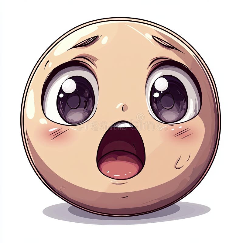Chibi Style Emoji with Large Eyes Expressing Surprise and Emotion Stock Illustration ...