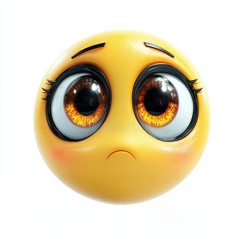 Chibi Style Emoji with Large Sad Eyes and Tiny Stress Marks Expressing ...