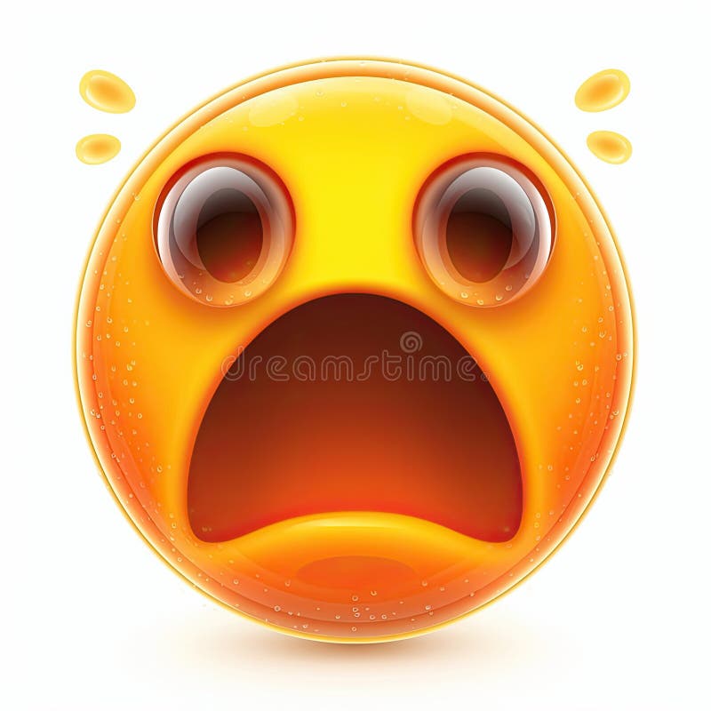 Chibi Style Emoji with Shocked Expression and Tiny Sweat Drops Stock ...