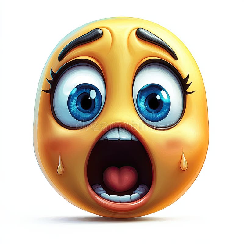 Chibi Style Emoji with Shocked Expression, Wide Eyes, and Tears Stock ...
