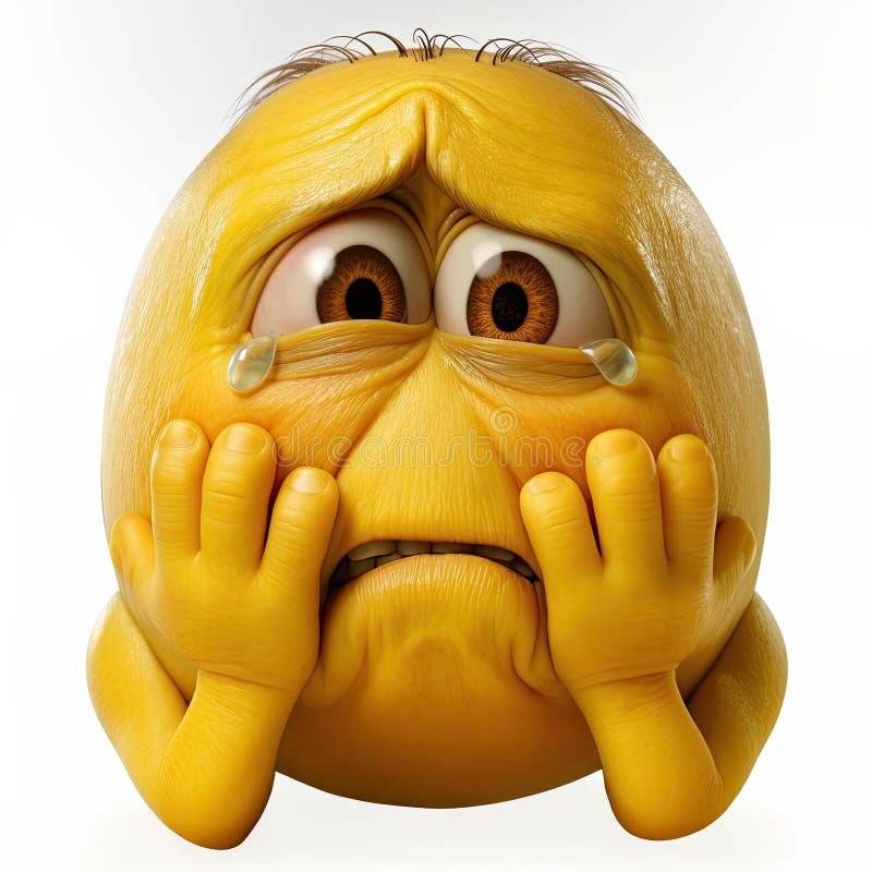 Chibi Style Emoji with Trembling Lips and Sadness in Eyes, Expressing ...