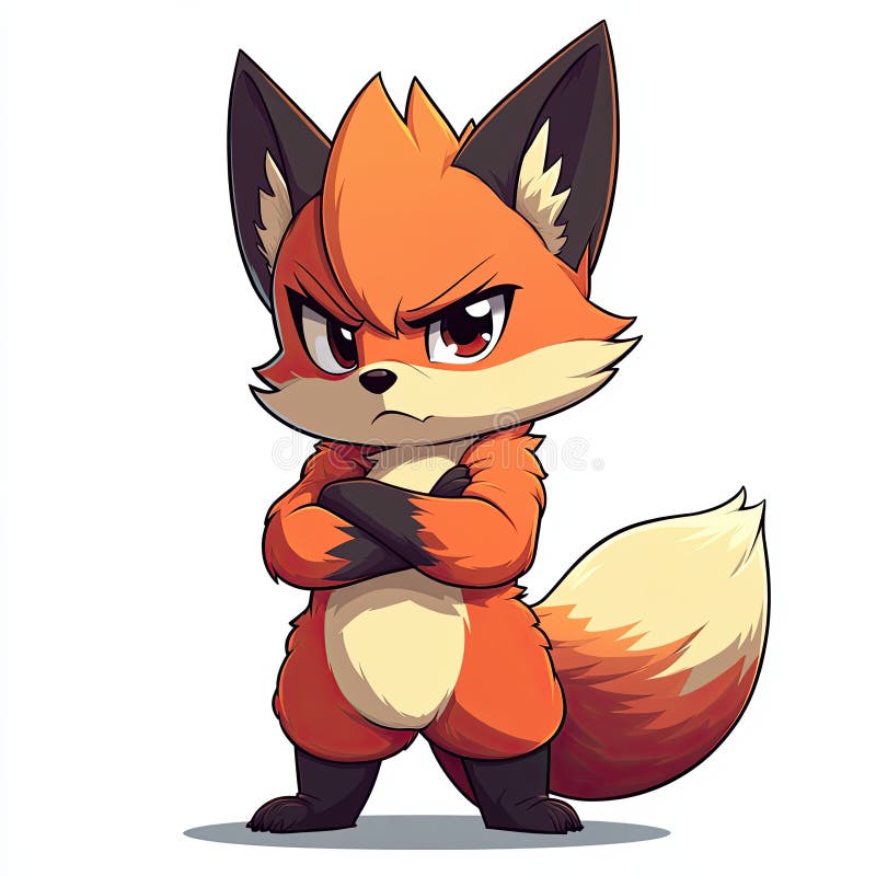Chibi Style Fox Character with Crossed Arms and Confident Expression ...
