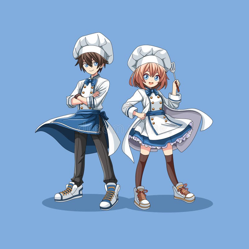 Chibi Style Male and Female Chef Stock Vector - Illustration of little ...