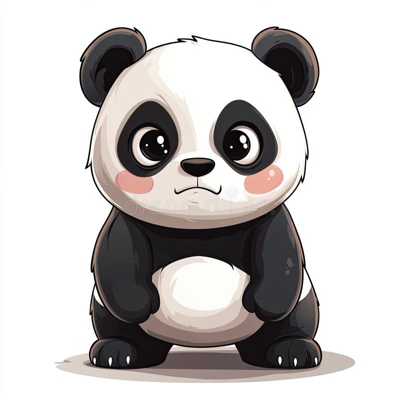 Chibi Style Panda Emoji with Small Frown, Cute and Expressive Character ...