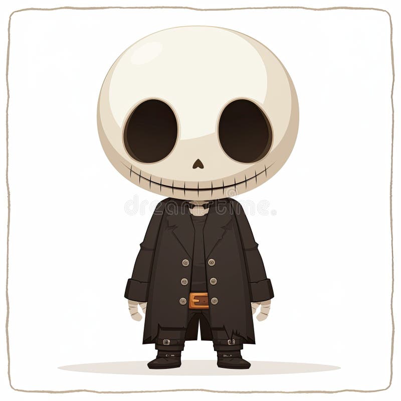 Chibi Style Skeleton Character with Exaggerated Features and Surprise ...