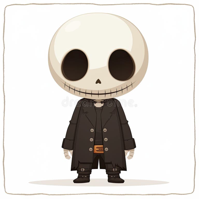 Chibi Style Skeleton Character with Exaggerated Features and Surprise ...