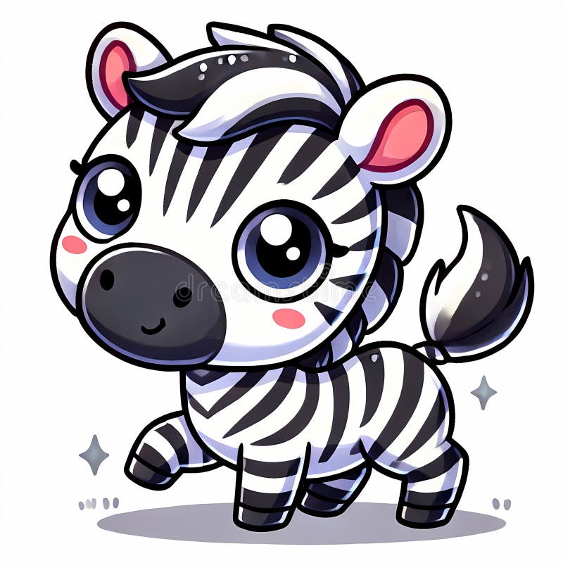 Chibi Zebra Illustration in Flat Style on White Background - Isolated ...