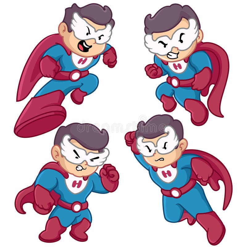 Chibi Superhero Mascot Action Collection Stock Vector - Illustration of ...