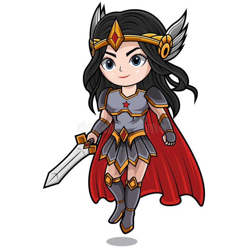 Chibi Valkyrie Cartoon Holding Sword Stock Vector - Illustration of ...