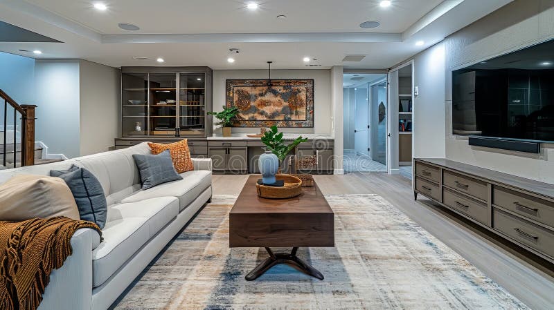 Chic Basement Den Style stock illustration. Illustration of tailored ...