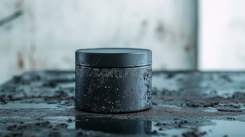 Chic Black Container on Textured Backdrop Stock Image - Image of ...