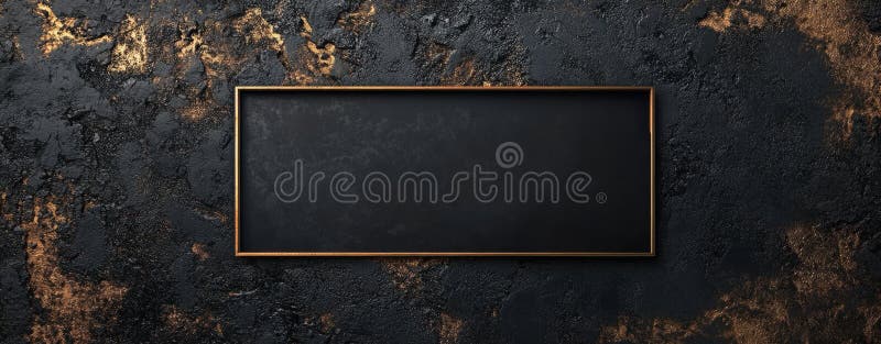 A Chic Black Rectangular Card Embellished with a Rich Golden Frame ...
