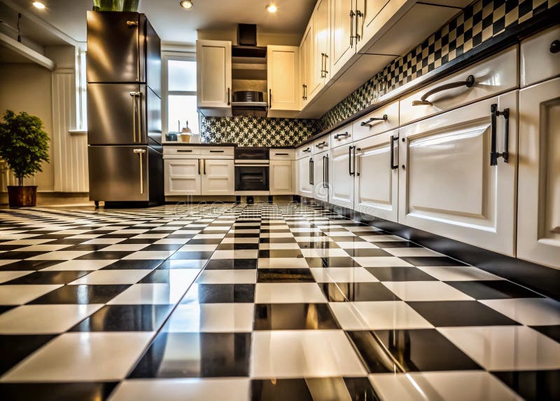 Chic Black and White Checkerboard Kitchen Flooring a Timeless Design ...
