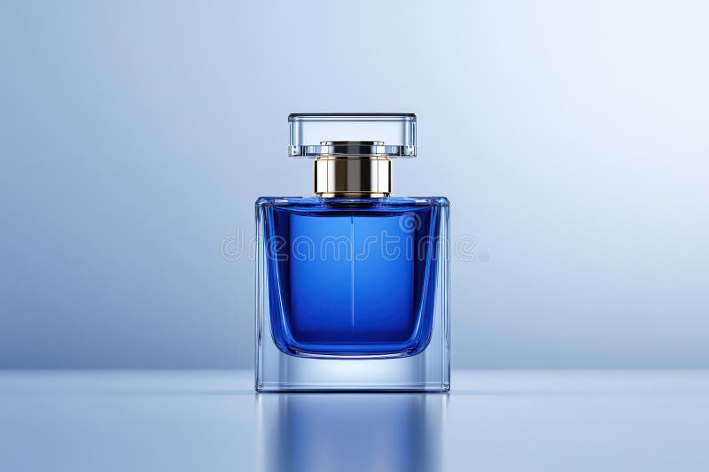 Chic Blue Perfume Bottle Design Stock Illustration - Illustration of ...