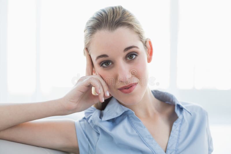 Chic Businesswoman Looking Seriously at Camera Stock Image - Image of ...