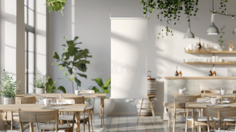 Chic Cafe or Restaurant Featuring an Elegant Roll-up Mockup Poster ...