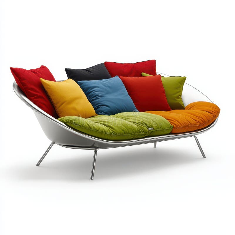 Chic Chaise Lounge with Metallic Frame and Vibrant Cushions in Various ...