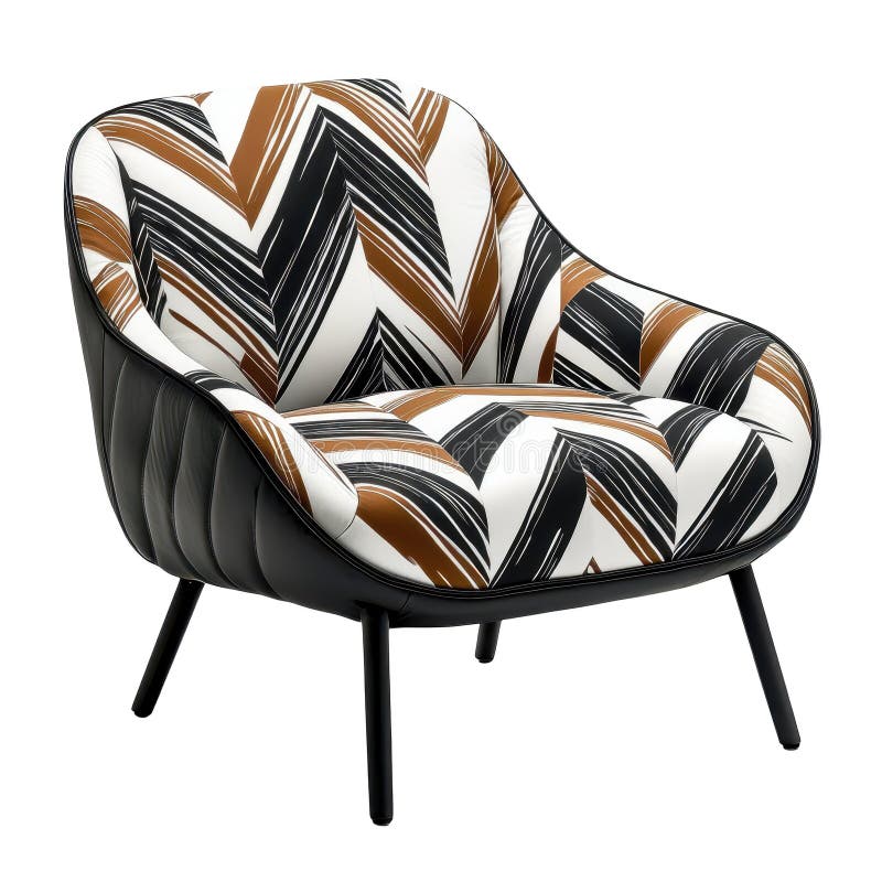 Chic Chaise Lounge with Unique Geometric Pattern in Black and Brown ...