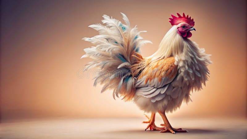 A Chic Chicken Model Strikes a Sophisticated Pose Against a Pastel ...