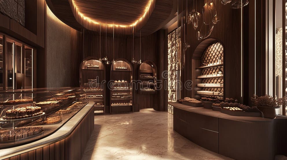 Chic Chocolate Cafe with a and an Array of Luxurious Cocoa Treats ...