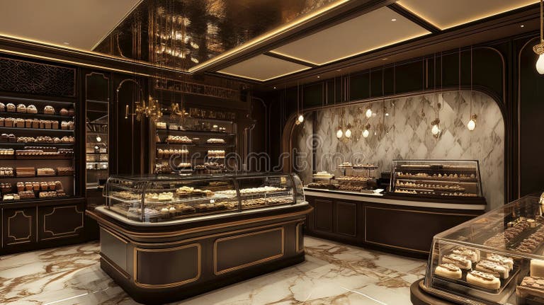 Chic Chocolate Cafe with a and an Array of Luxurious Cocoa Treats ...