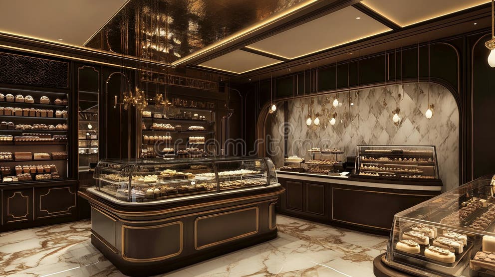 Chic Chocolate Cafe with a and an Array of Luxurious Cocoa Treats ...