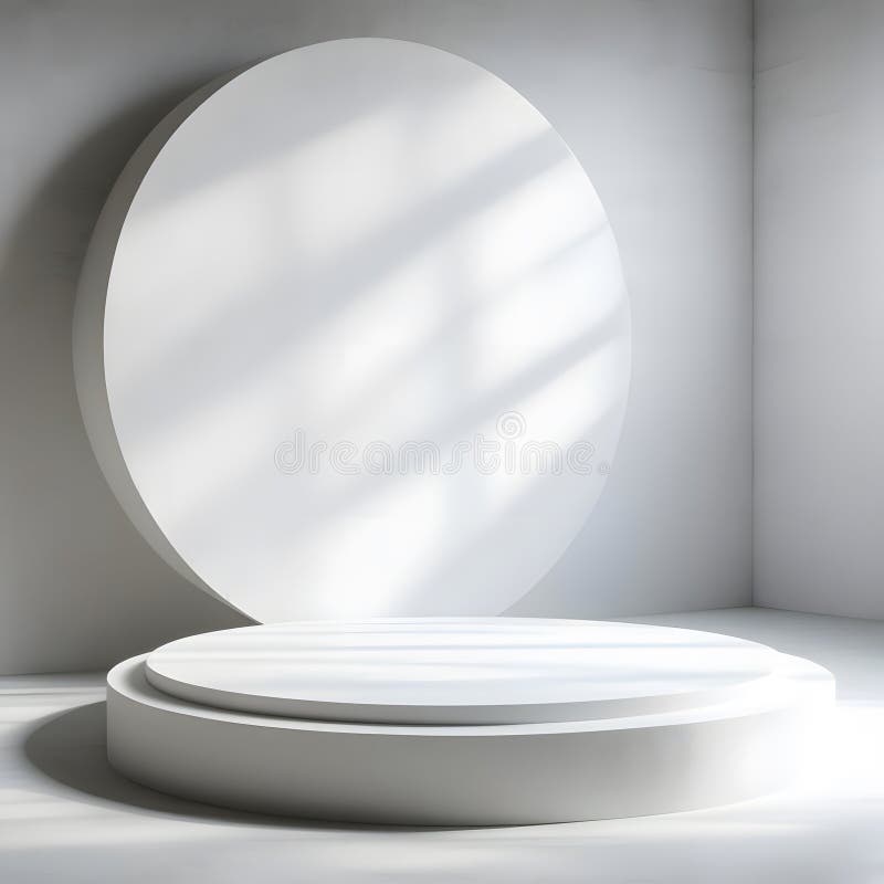 Chic Circular Fabric Podium Minimalist White Elegance Stock ...