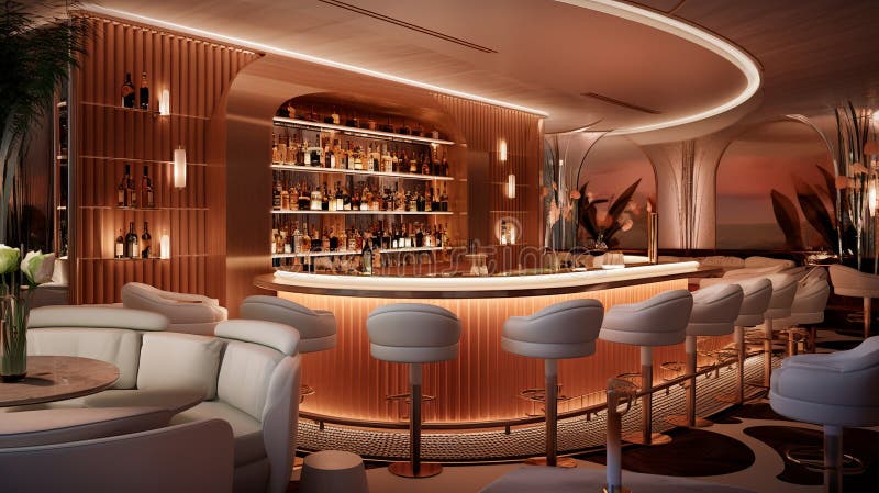 Chic Cocktail Lounge with Stylish Bar. Generative AI Stock Illustration ...