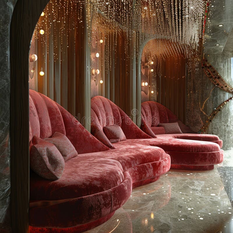 Chic Cocktail Lounge with Velvet Seating and Mood Lighting Stock Image ...