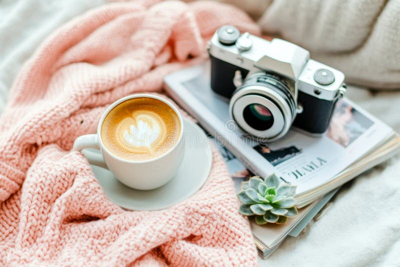 Chic Coffee Break with Espresso, a Vintage Camera, and Fashion ...