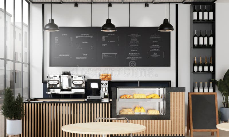 Chic Coffee Shop with Industrial Design and Open Layout, 3D Render ...