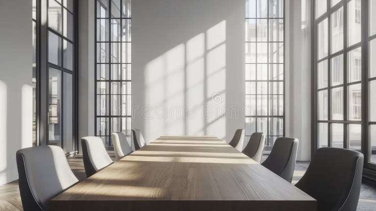 Chic Conference Room with Soft Colors and Natural Light Stock ...